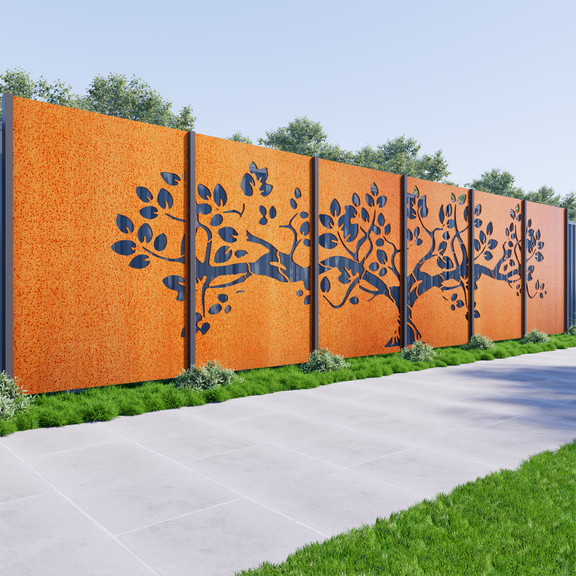 Beautiful Tree (5 Panels) Privacy Garden Screen – Metal Decor Aus
