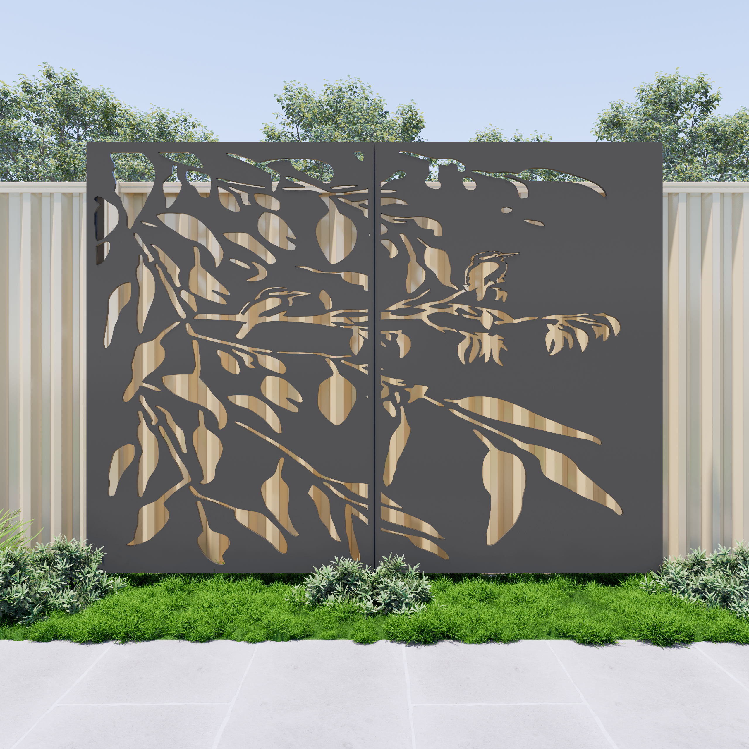 Kookaburra Privacy Screen (2 Panel Set) – Metal Decor Aus