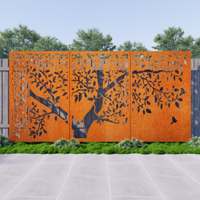 Branch out birds (3 Panels) Privacy Garden Screen – Metal Decor Aus