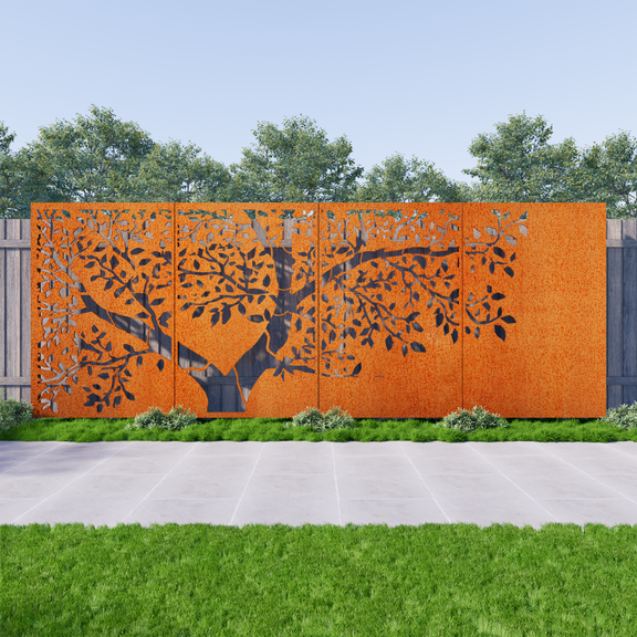 Branch Out Design (4 Panels) Privacy Garden Screen – Metal Decor Aus