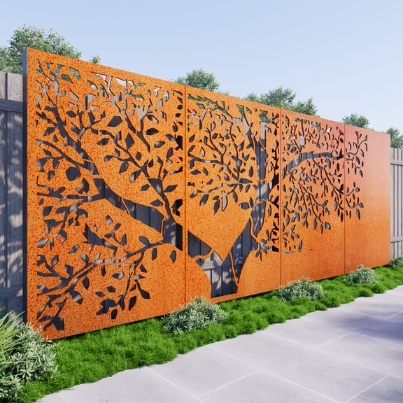 Branch Out Design (4 Panels) Privacy Garden Screen – Metal Decor Aus