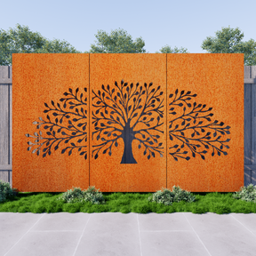 Tree of Life (3 Panels) Privacy Garden Screen – Metal Decor Aus