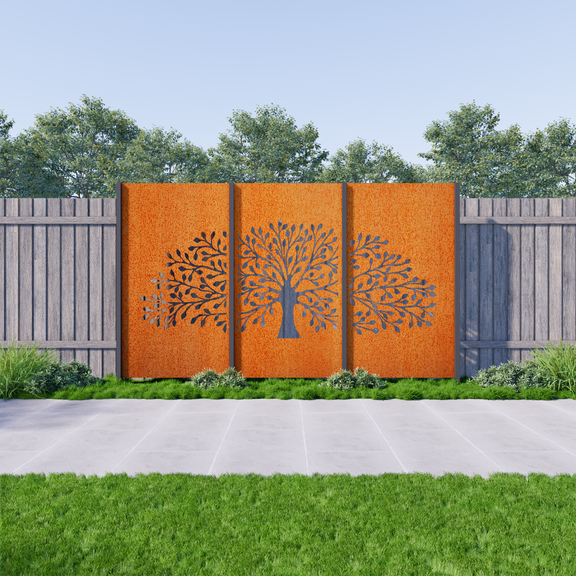Tree of Life (3 Panels) Privacy Garden Screen – Metal Decor Aus