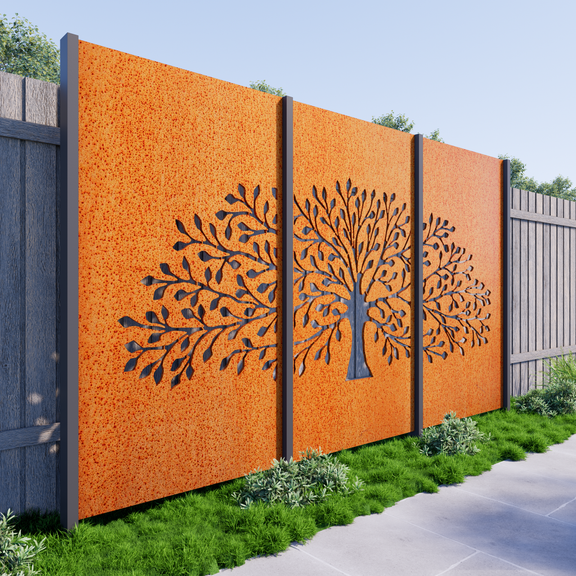 Tree of Life (3 Panels) Privacy Garden Screen – Metal Decor Aus