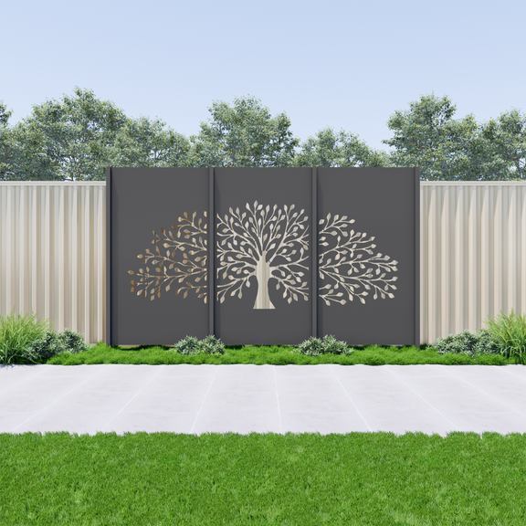 Tree of Life (3 Panels) Privacy Garden Screen – Metal Decor Aus