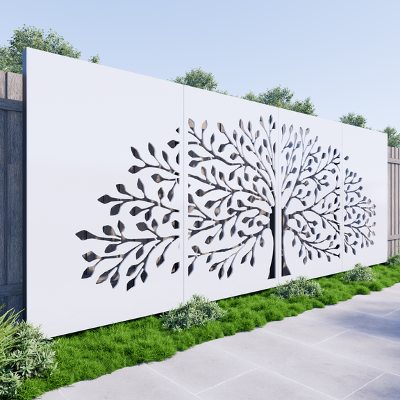 Tree of Life (4 Panels) Privacy Garden Screen – Metal Decor Aus