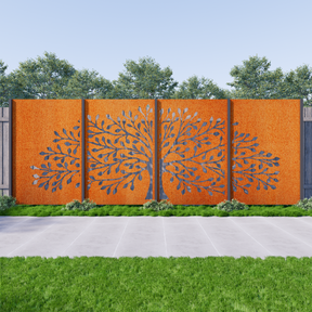 Tree of Life (4 Panels) Privacy Garden Screen – Metal Decor Aus