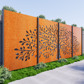 Tree of Life (4 Panels) Privacy Garden Screen – Metal Decor Aus