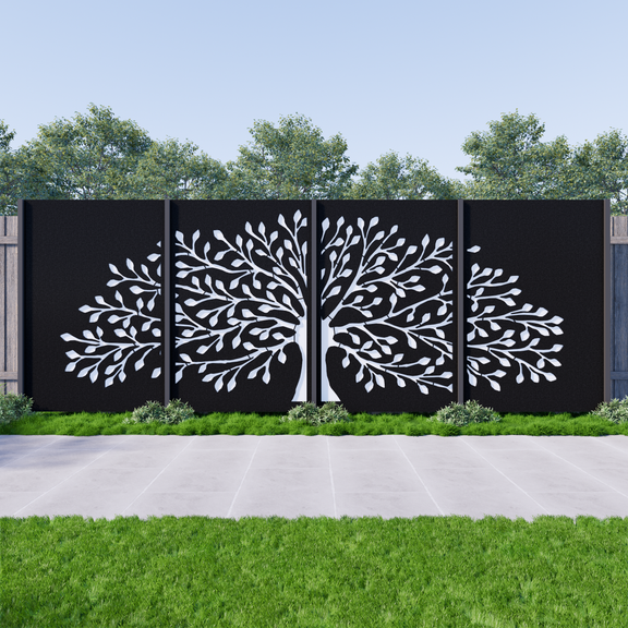 Tree of Life (4 Panels) Privacy Garden Screen – Metal Decor Aus