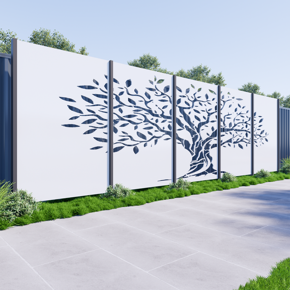 Beautiful Tree (5 Panels) Privacy Garden Screen – Metal Decor Aus