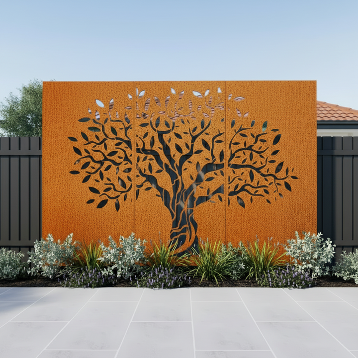 Tree Of Strength Privacy Screen (3 Panel Set) – Metal Decor Aus