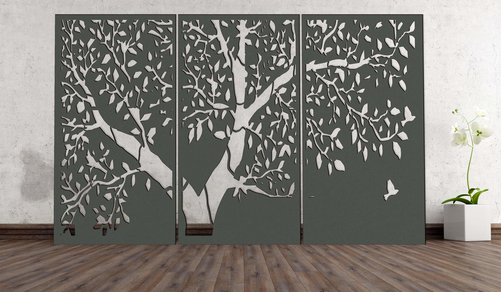 Branch out birds (3 Panels) Privacy Garden Screen