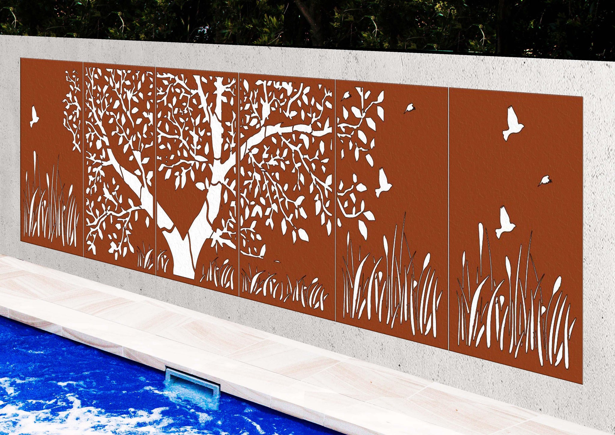 Branch Out Design with birds (6 Panels) Privacy Garden Screen