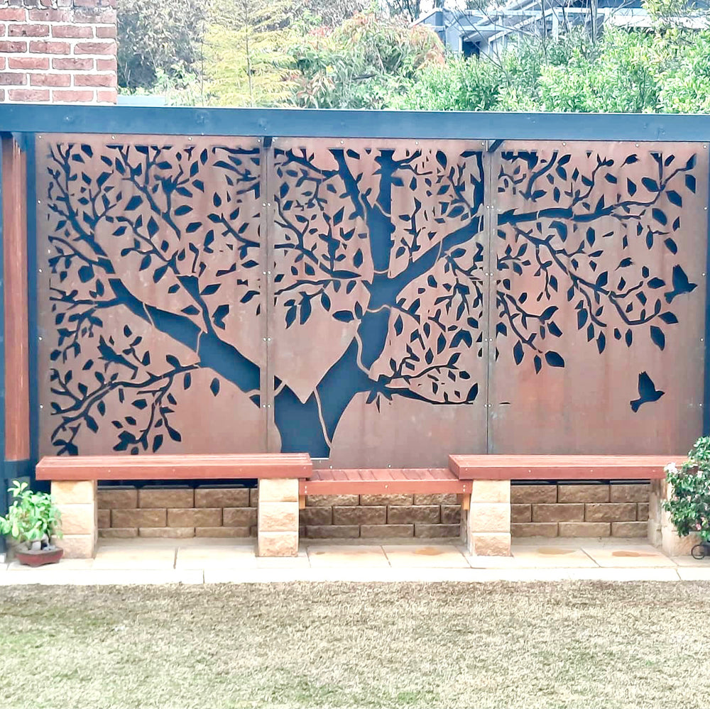 Branch out birds (3 Panels) Privacy Garden Screen